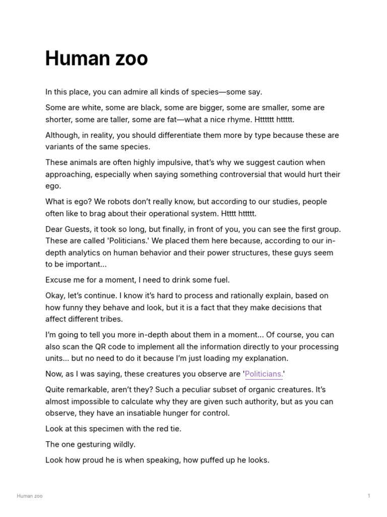 Human Zoo | PDF | Human | Truth