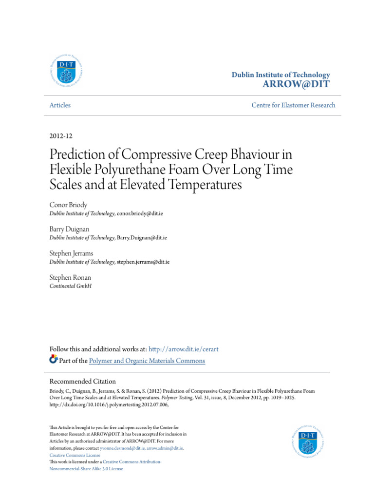 Compressive Creep Behaviour in Flexible Polyurethane | PDF ...