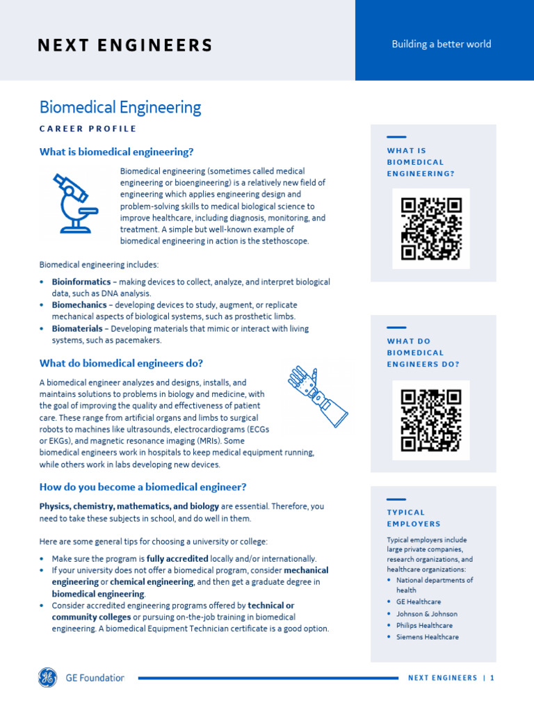 Biomedical Engineering Profile | PDF | Biomedical Engineering | Medicine