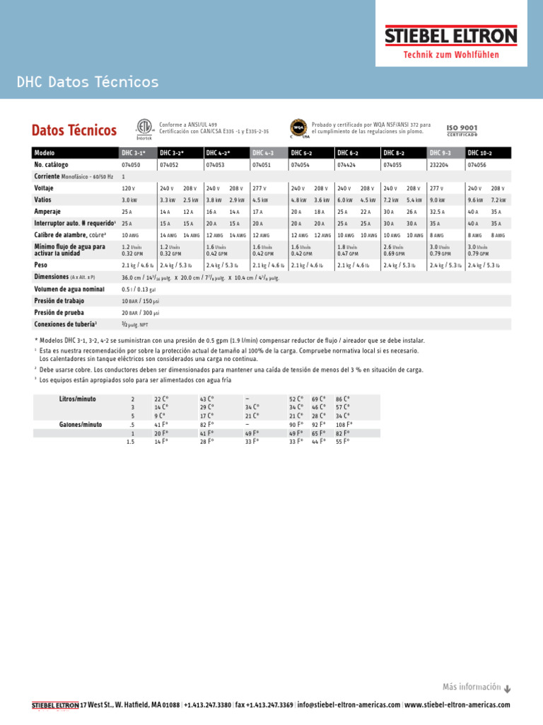 Tech Specs Es DHC | PDF