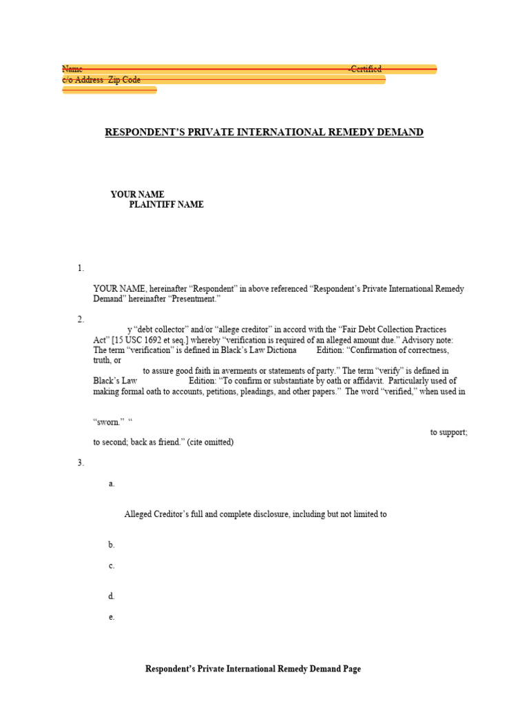 Private International Remedy Demand Letter 1 | PDF | Assignment (Law ...