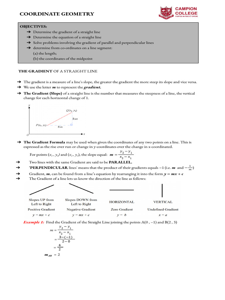COORDINATE GEOMETRY_STRAIGHT LINE | PDF | Slope | Line (Geometry)