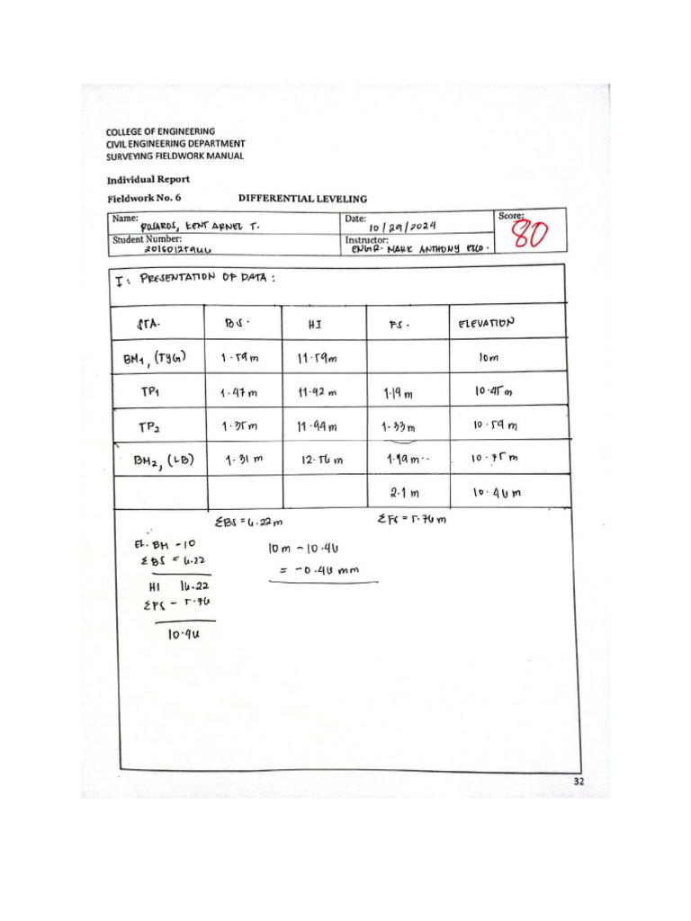 Fundametal Surveying Lab 6 | PDF