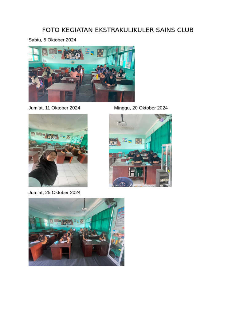 Foto Kegiatan Ekstrakulikuler Sains Club | PDF