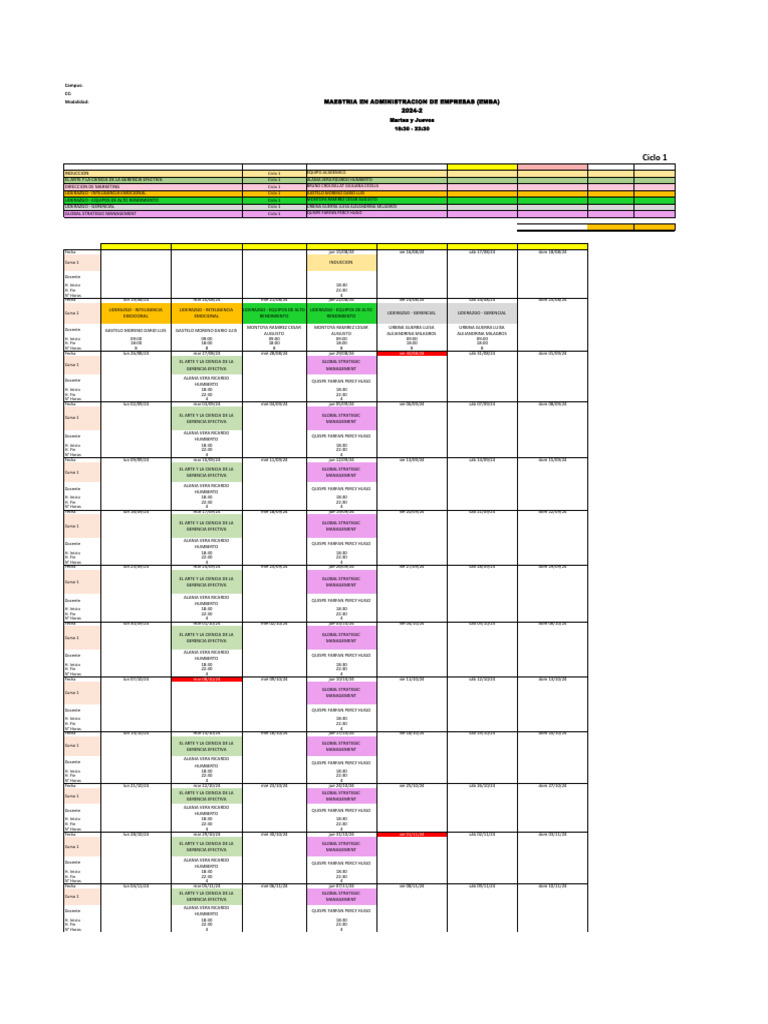 Horario EMBA 2024-2 a Distancia | PDF