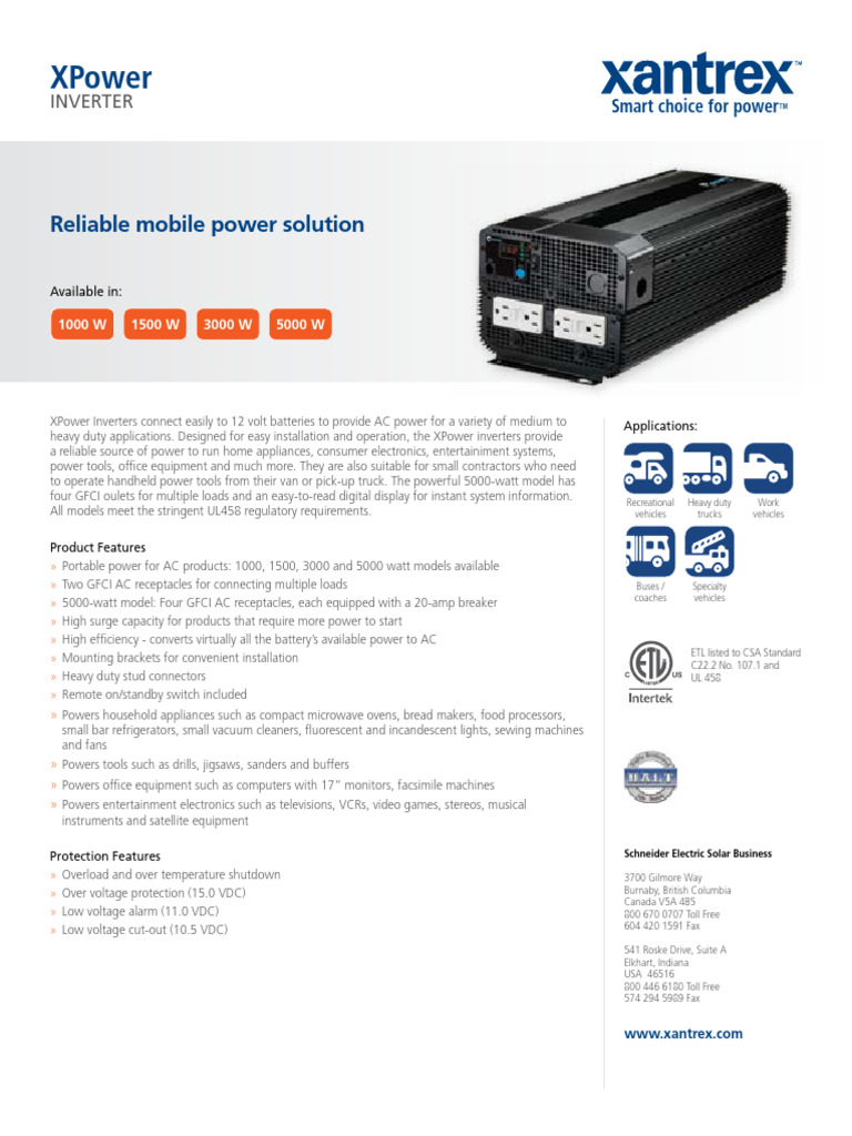 XANTREX XPOWER5000 | PDF | Power Inverter | Alternating Current