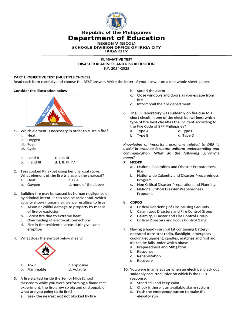 Review - DRRR Final Examination | PDF | Emergency Management | Flood
