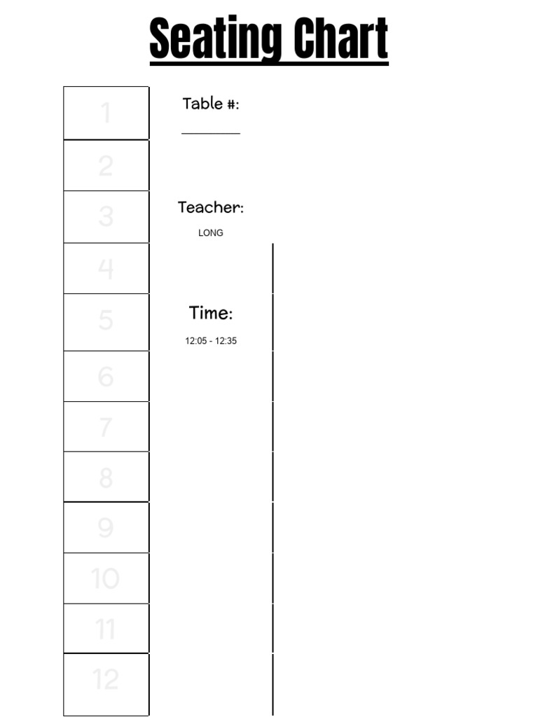 Lunch Seating Chart | PDF