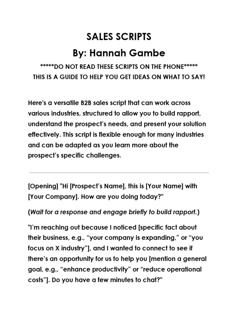 SALES+SCRIPTS | PDF | Cognition | Human Communication