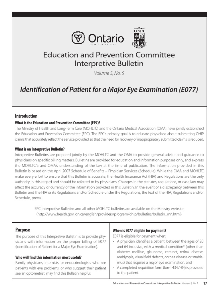 OHIP Major Eye Exam Guidelines 2025 | PDF | Optometry | Glaucoma
