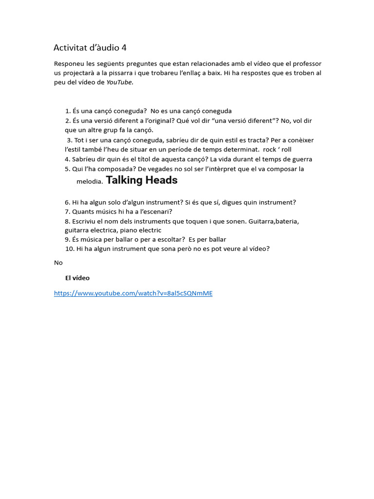 Activitat 4 S'escolta | PDF