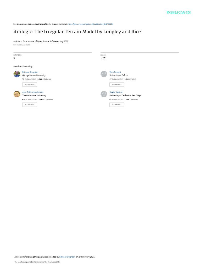 The Irregular Terrain Model by Longley and Rice | PDF | Radio Propagation | Wireless