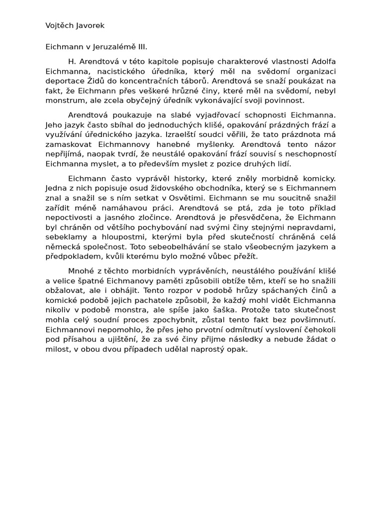Eichmann V Jeruzalémě III. Vojtěch Javorek | PDF