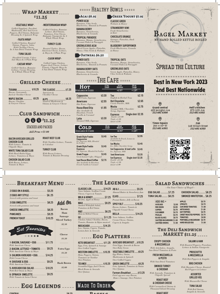 Bagel-Market-Menu_ | PDF | Salad | Bacon