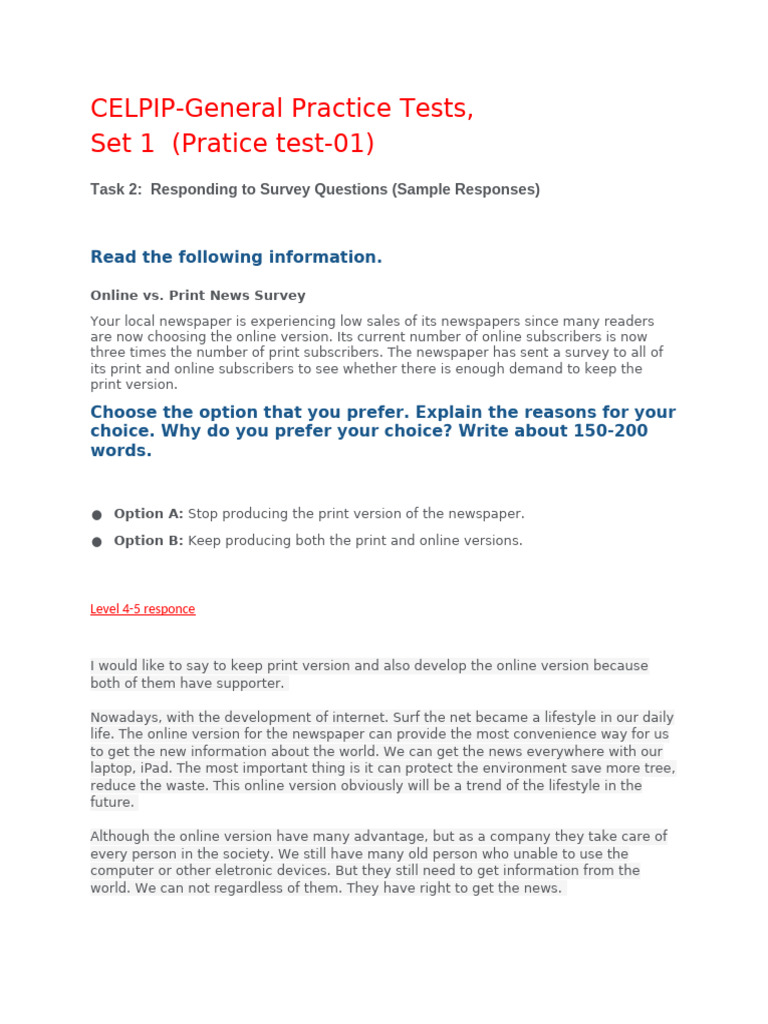 Writing Sample Answer 2 Pdf Newspapers News