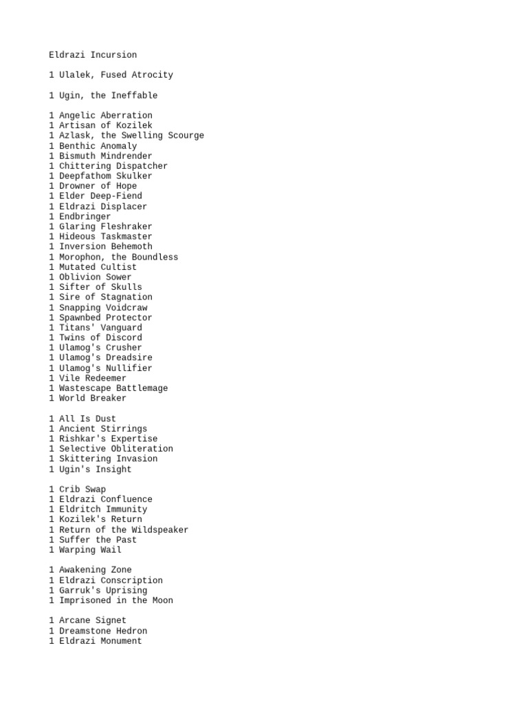 Eldrazi Incursion Deck List | PDF
