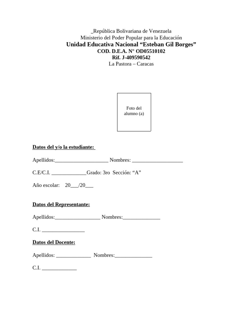 eponimo y caratula | PDF | Evaluación | Venezuela