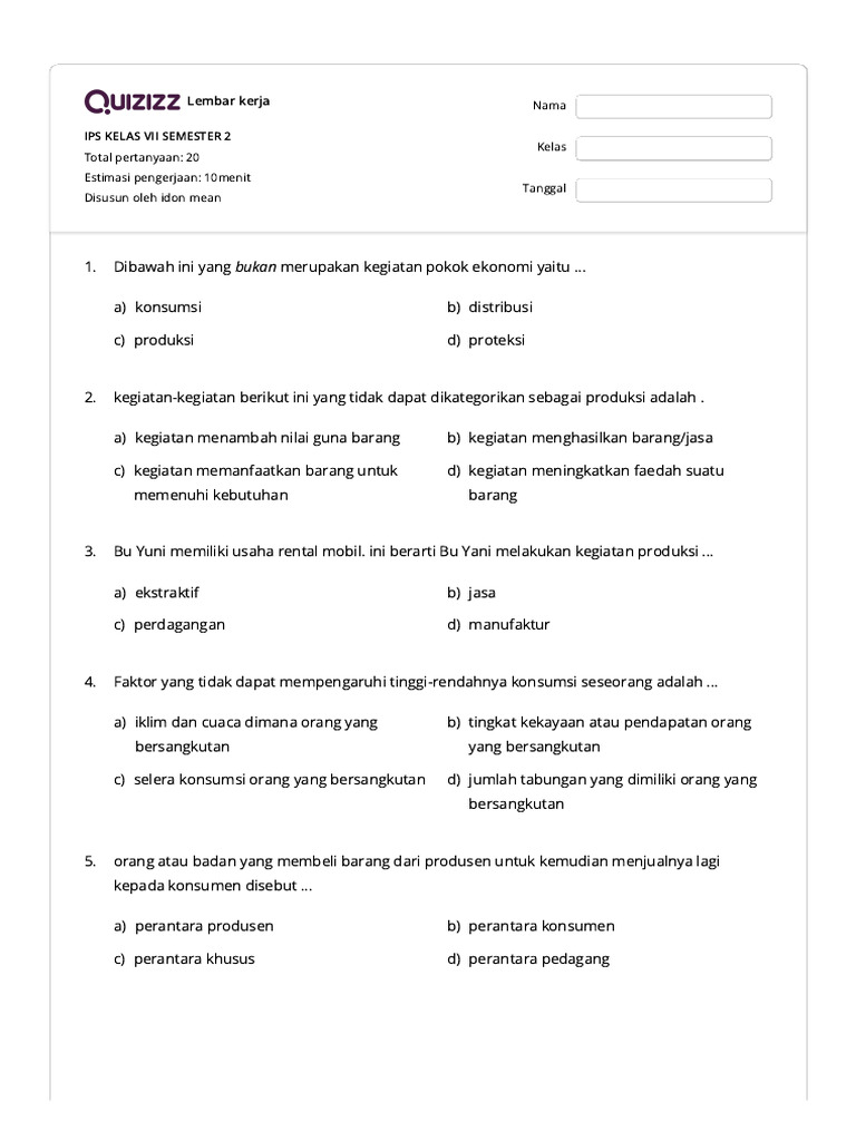 Ips Kelas Vii Semester 2 - Quizizz | PDF