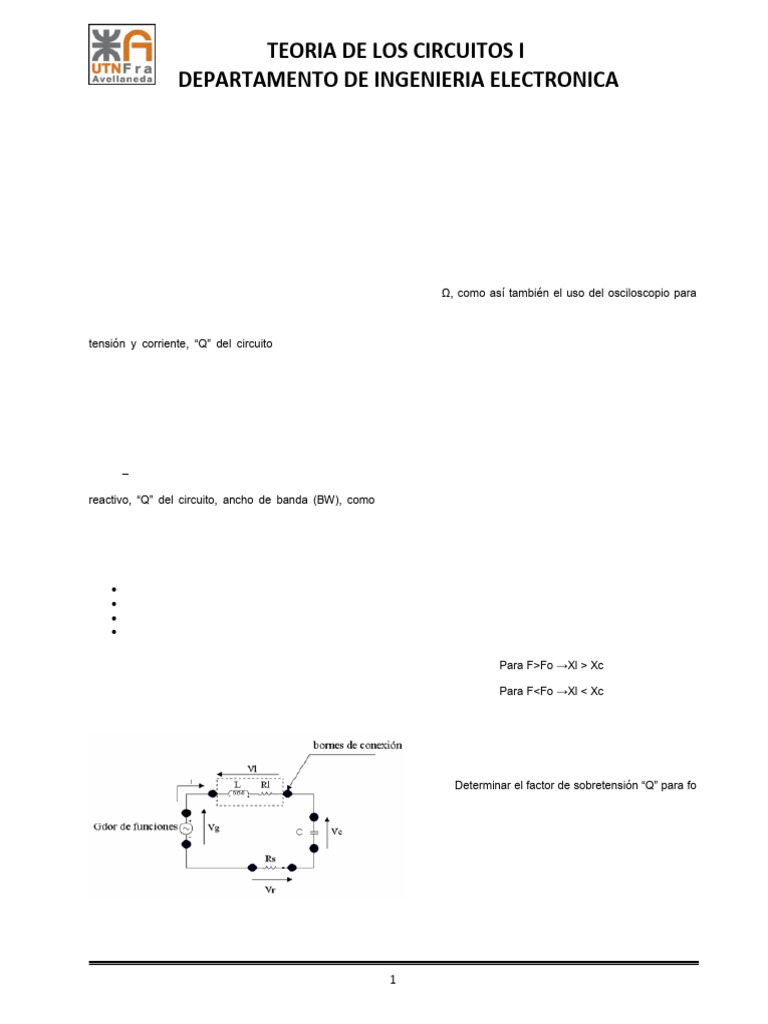 TP2 Circuito Resonante RLC | PDF | Red eléctrica | Amplitud