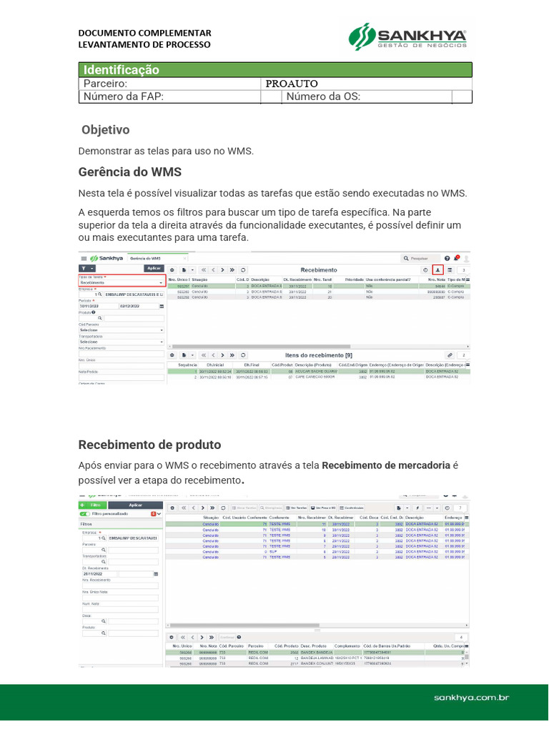 Apoio processo resumido WMS | PDF | Inventário | Usuário (informática)