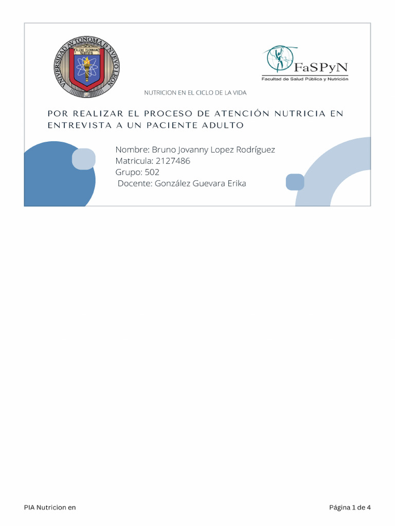 PIA Nutricion en El Ciclo de La Vida | PDF