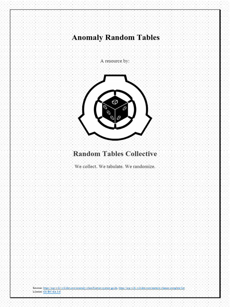 SCP_-_Anomaly_Random_Tables | PDF | Risk