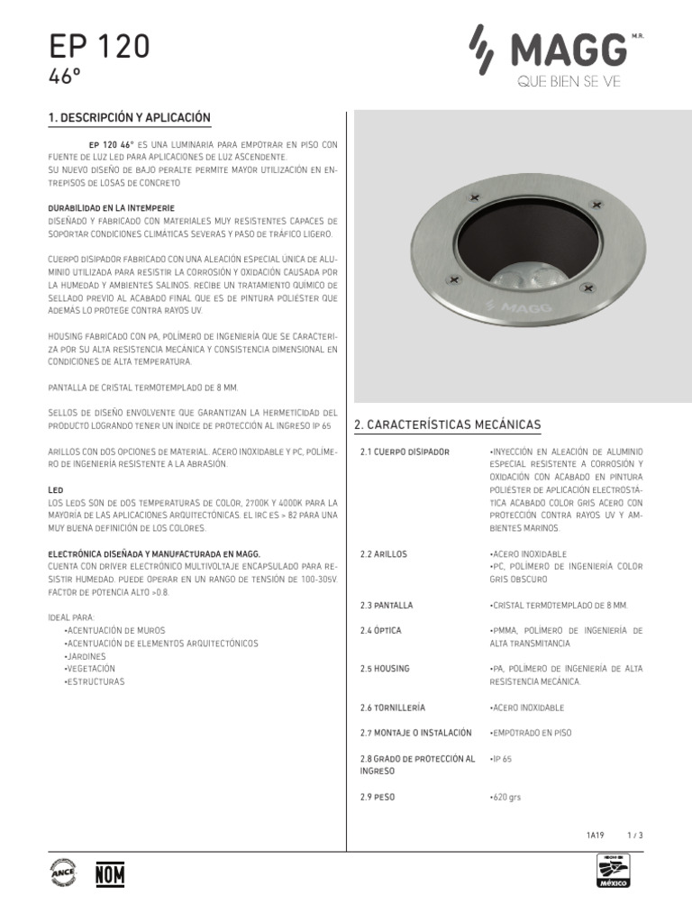 Luminaria de Piso Marca Magg Modelo L7320 - 91M | PDF | Diodo emisor de luz | Corrosión