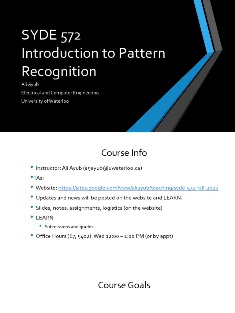 Introduction SYDE572 - Fall 2023 | PDF | Pattern Recognition | Deep ...