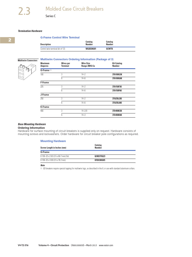 Eaton Power Distribution Lugs For Circuit Breaker | PDF | Wire ...