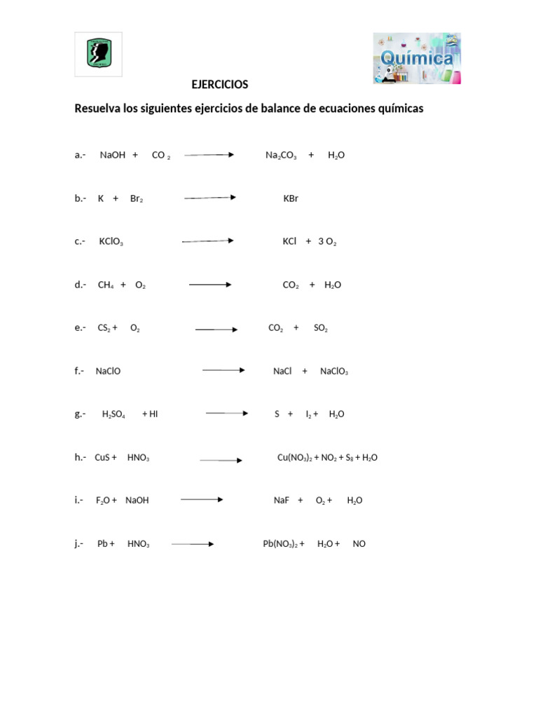 Guia 2 Balance de Ecuaciones | PDF