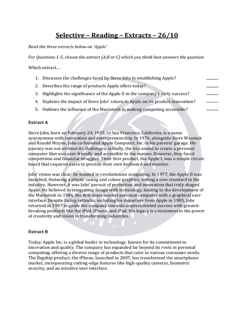 Selective Reading Extracts 0211 | PDF | Apple Inc. | Steve Jobs