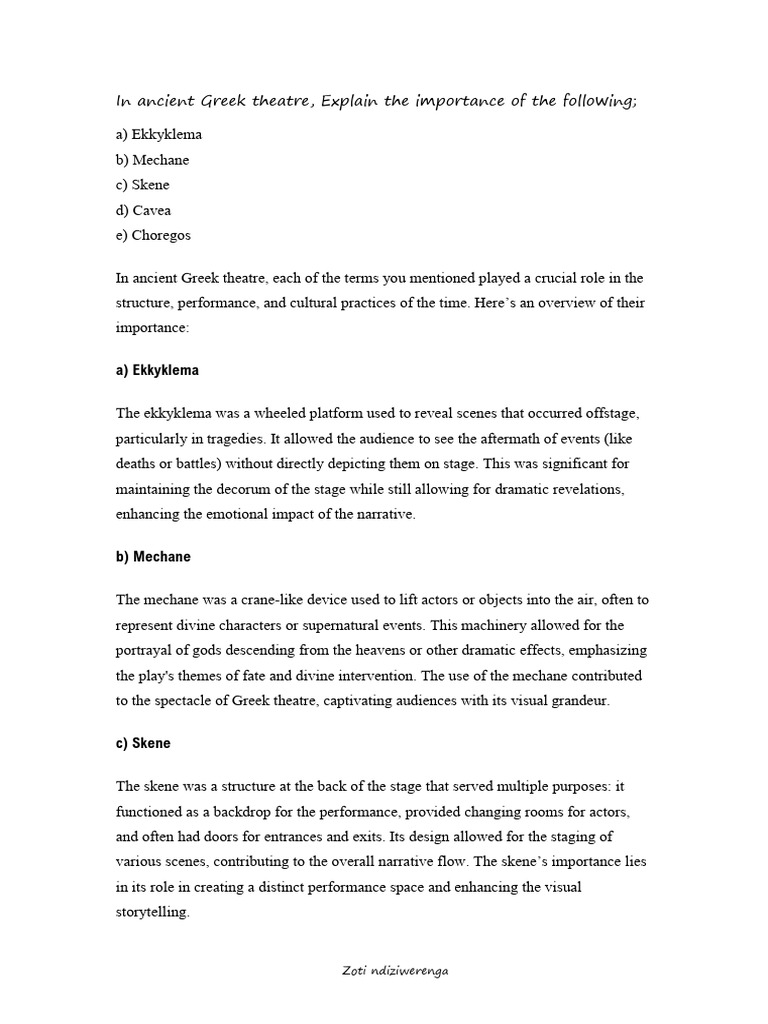 Greek Theatre Elements Explained | PDF | Theatre | Performing Arts