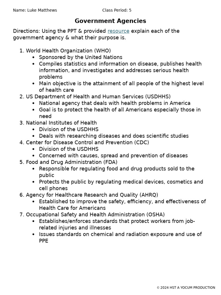 Government Agencies WS | PDF