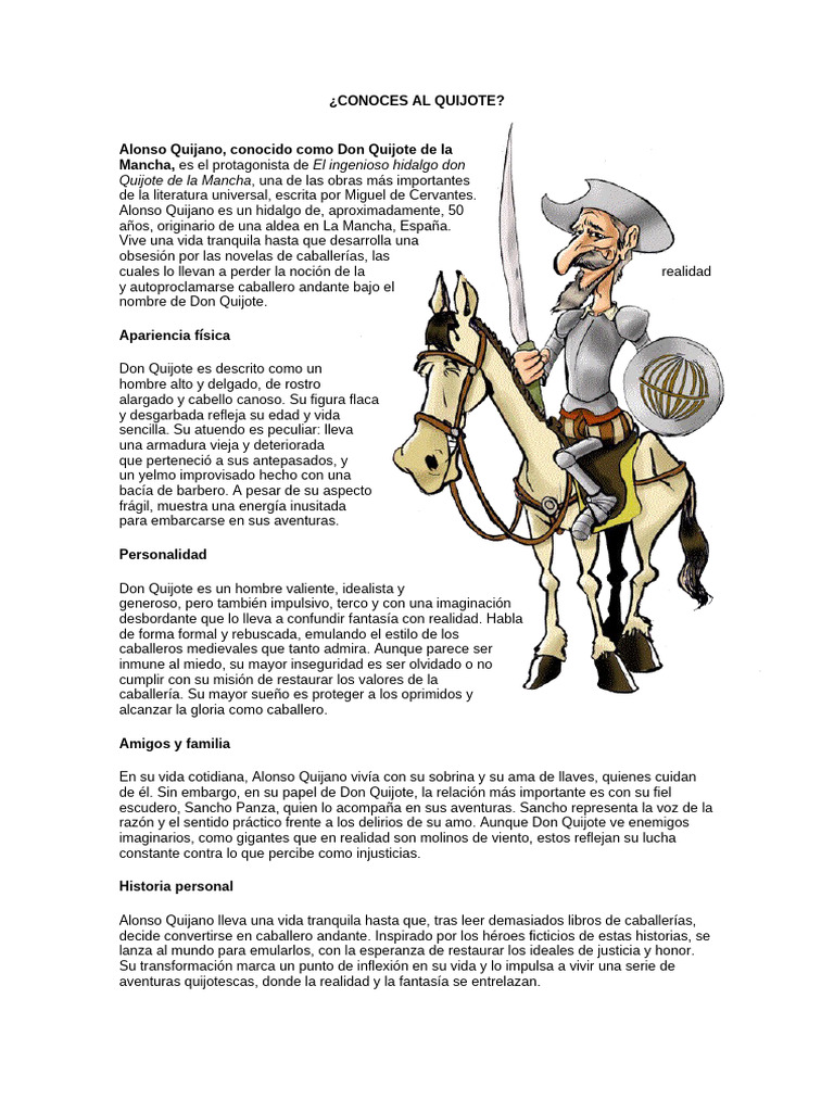CONOCES AL QUIJOTE | PDF | Don Quijote