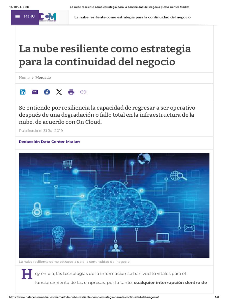 La nube resiliente como estrategia para la continuidad del negocio _ Data Center Market | PDF ...