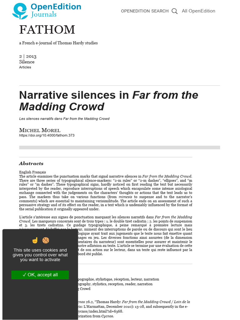 Narrative Silences in Far From The Madding Crowd | PDF | Ellipsis