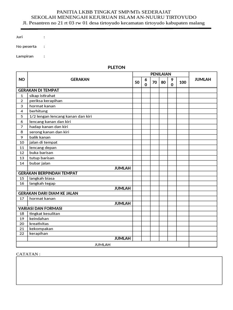 Format Penilaian LKBB | PDF