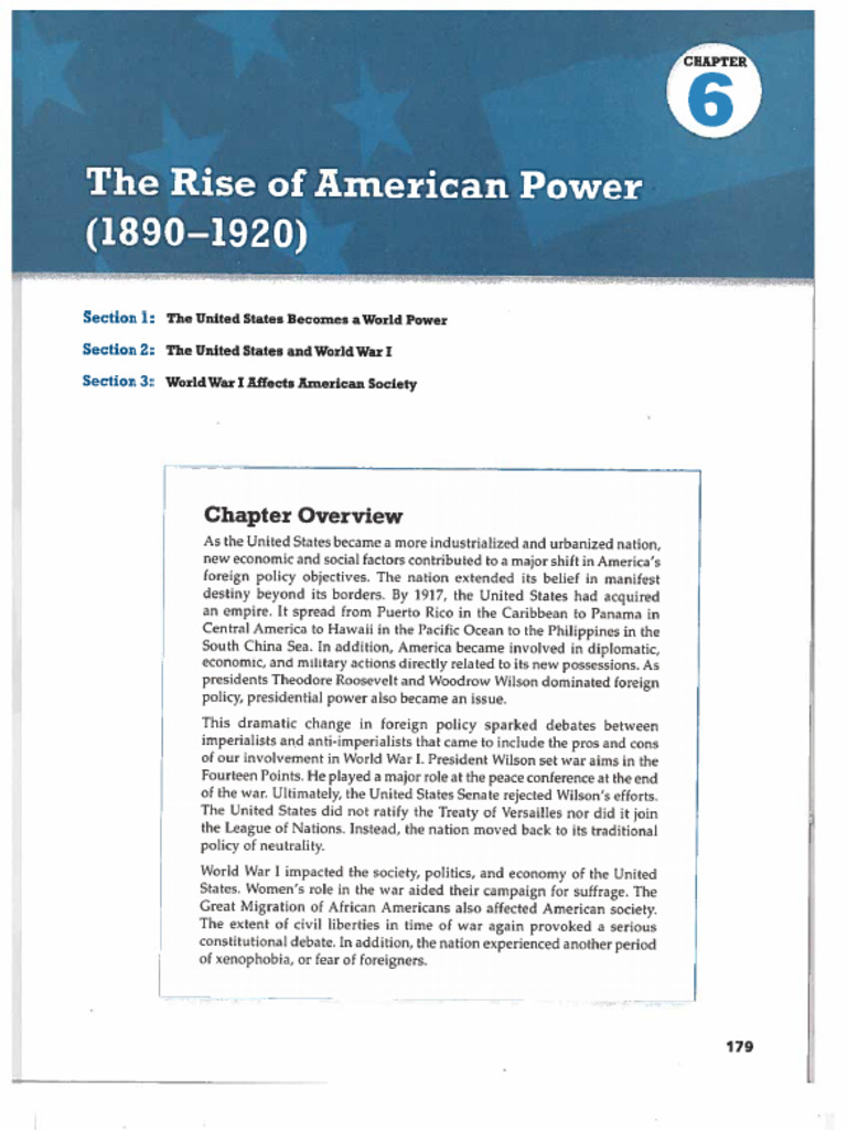 Review Book Chapter 6 - The Rise of American Power | PDF