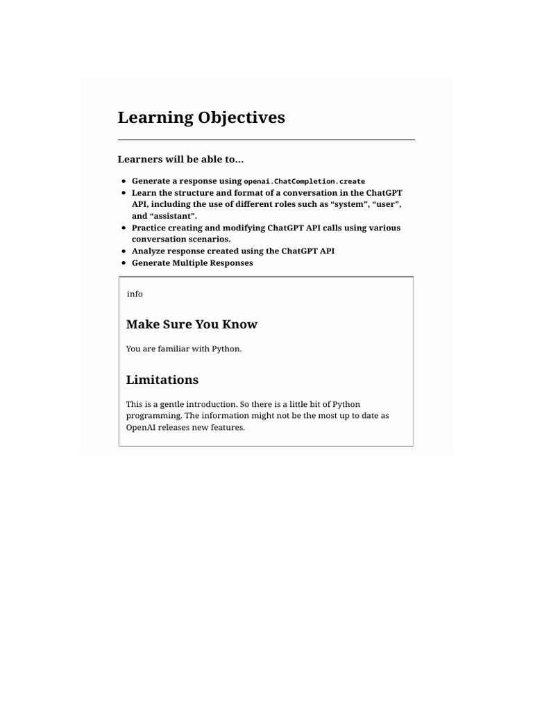 Openai Workingcourse Introduction To Chatgpt Api Chatgpt Api Parameters Pdf Application