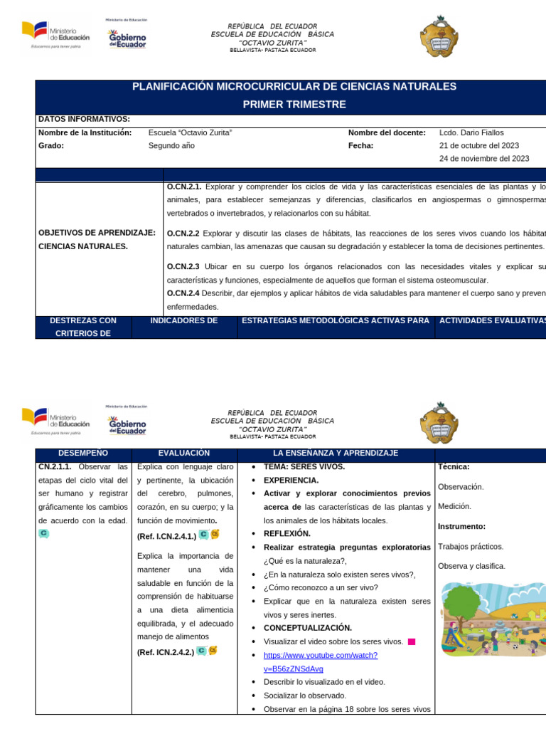 2DO- CCNN - 1ER - TRIMESTRE | PDF | Aprendizaje | Evaluación