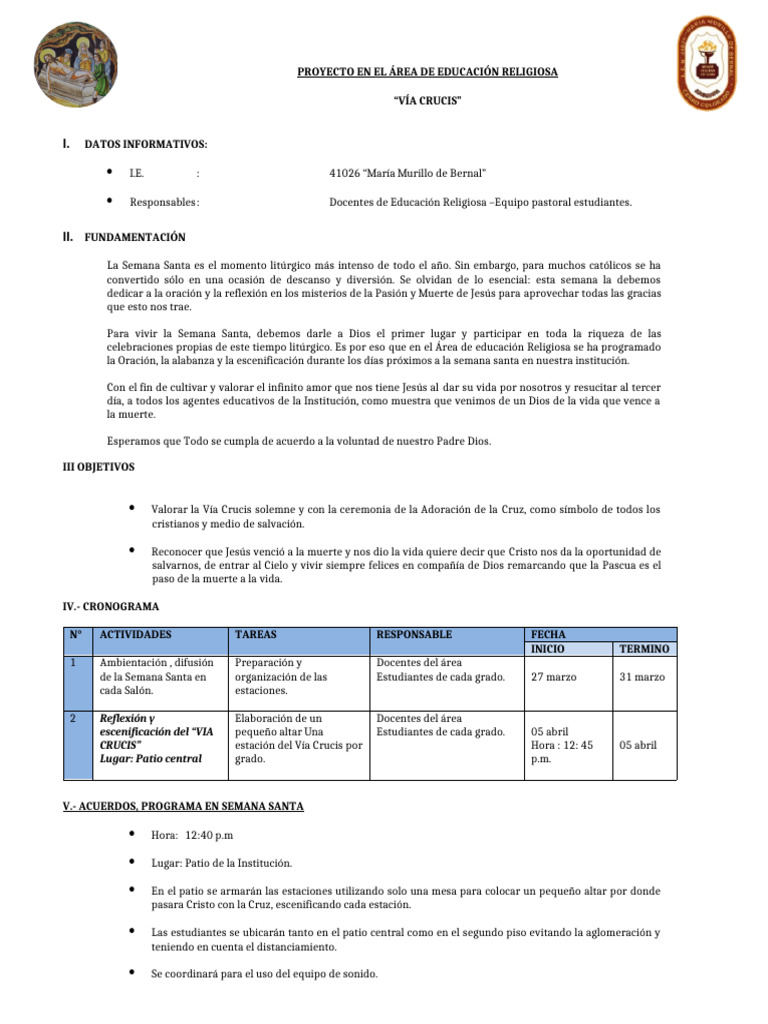 Vía Crucis: Proyecto Educativo Religioso | PDF | Estaciones de la Cruz ...