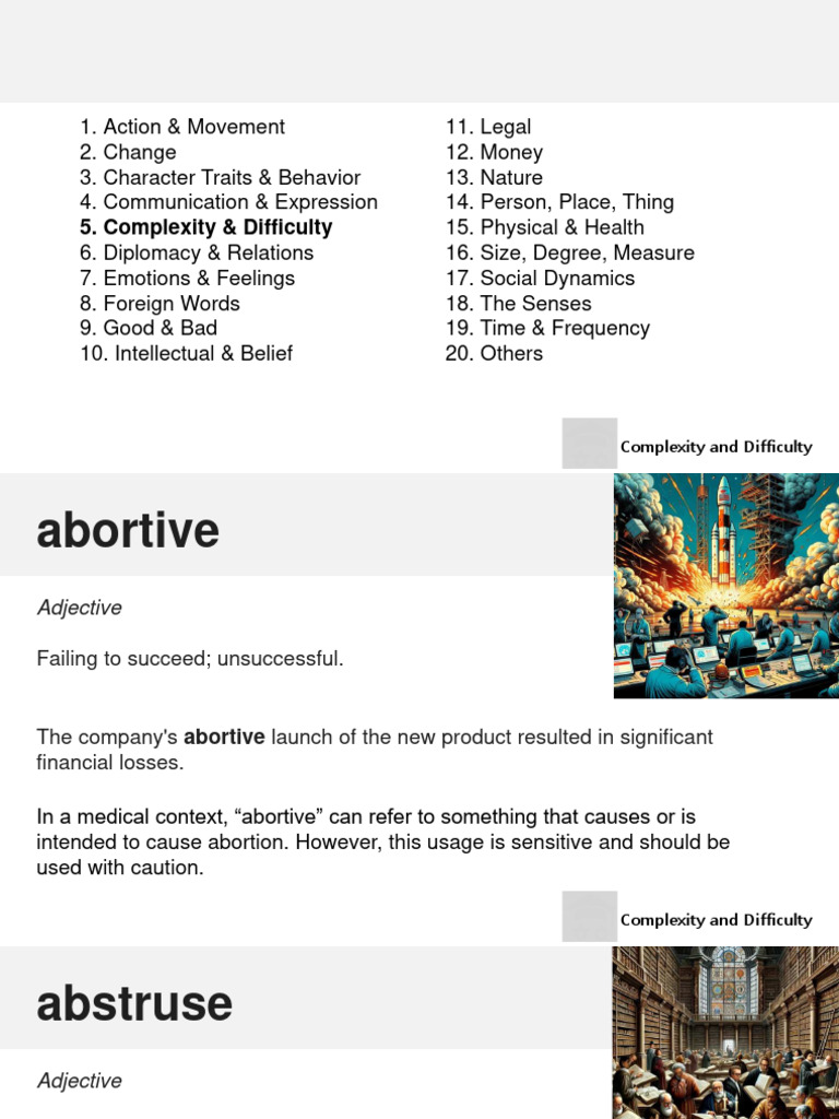Complexity and Difficulty Vocabulary Guide | PDF | Emotions | Psychology