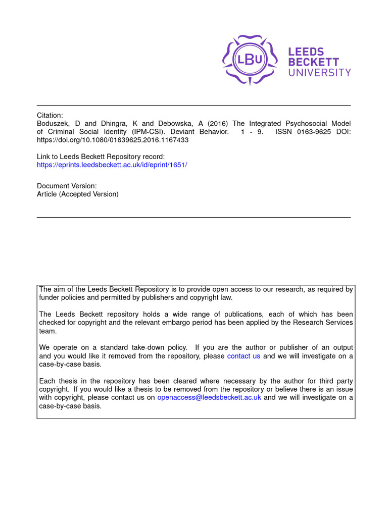 Criminal social identity Paper | PDF | Identity (Social Science ...