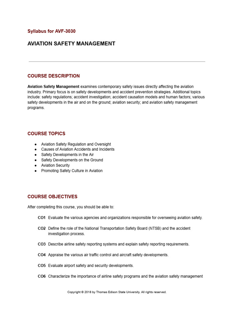 Preview Syllabus - AVF-3030-jul18 | PDF | Aviation Safety | Plagiarism