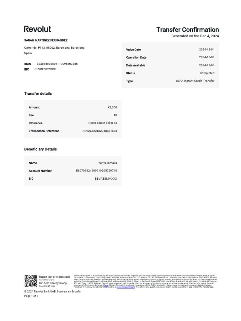 Transaction Confirmation Report en 20e92c | PDF | Banks | Business