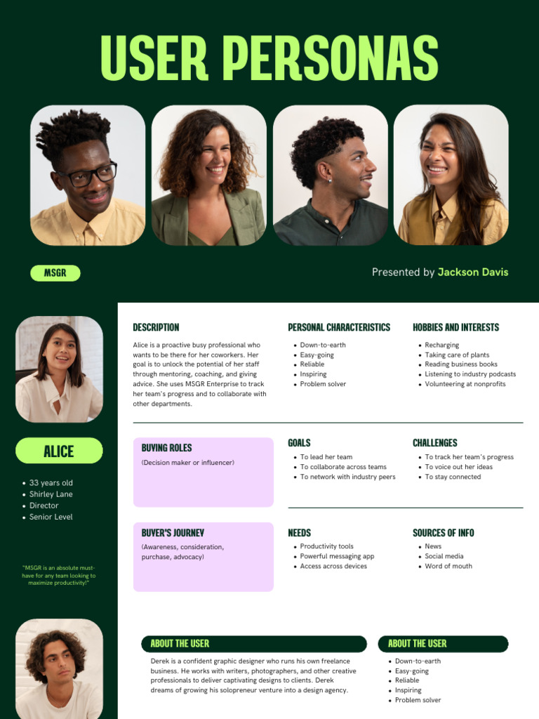 User Personas Presentation | PDF | Human Communication