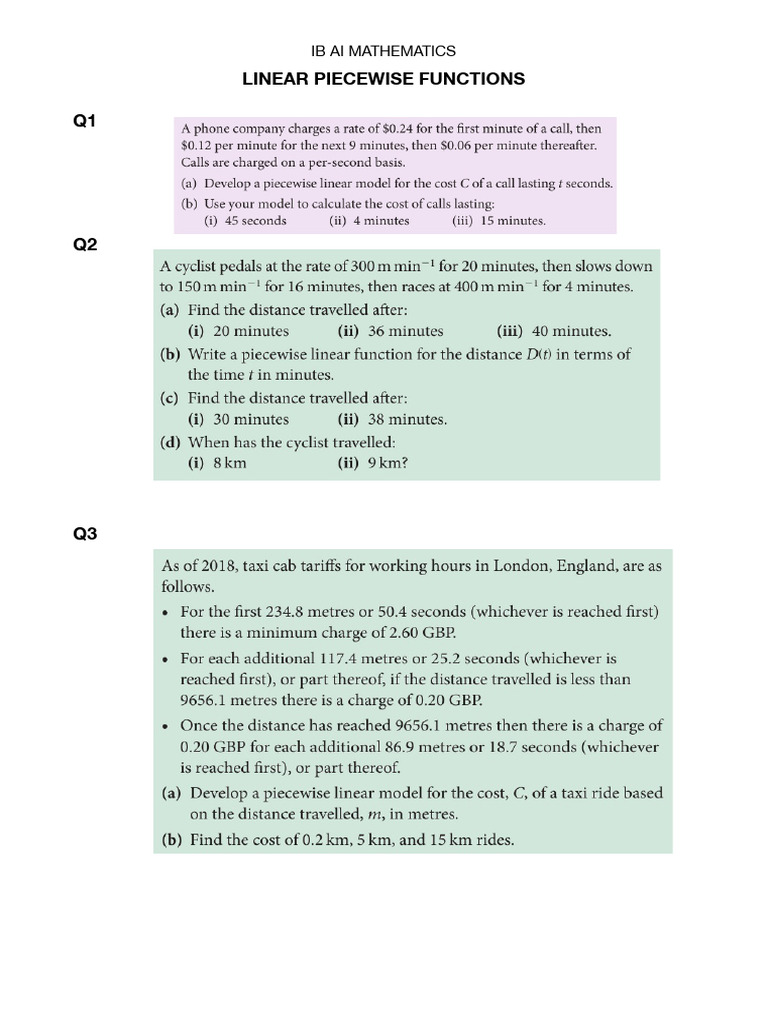 Linear Piecewise Functions Pdf