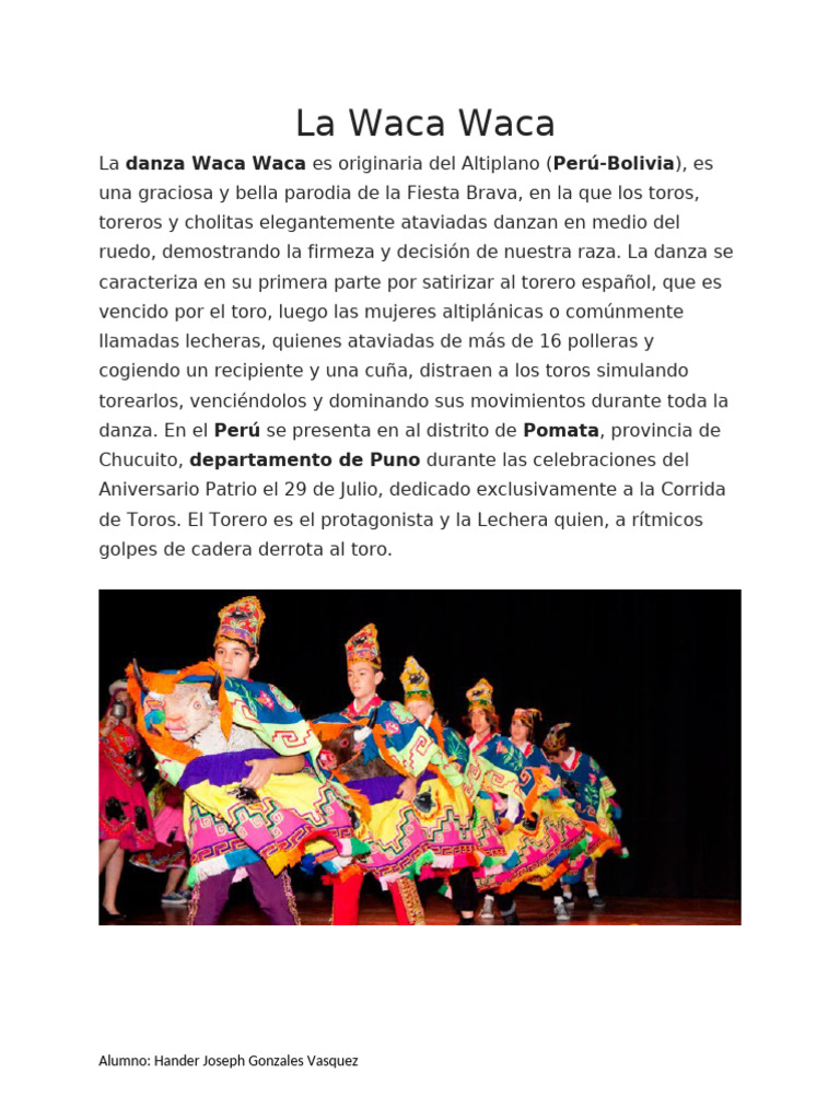 Danza Waca Waca: Parodia de la Fiesta Brava | PDF