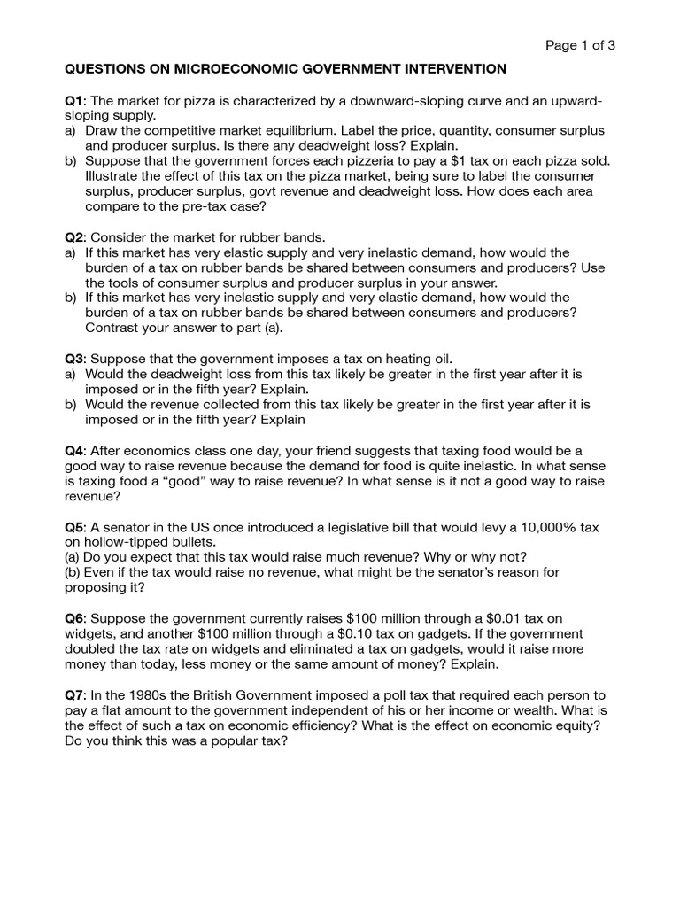 Untit 2-7 - Government in Micro - Exercises - Revision2 | PDF | Elasticity (Economics) | Taxes