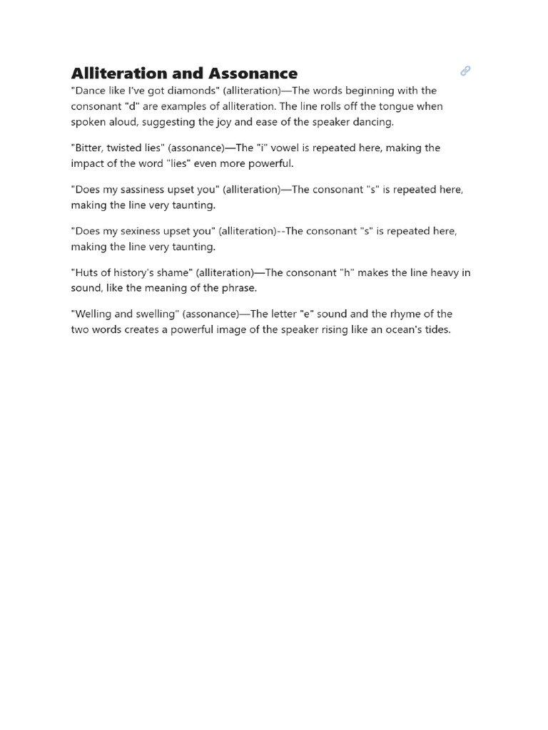 Alliteration and Assonance | PDF